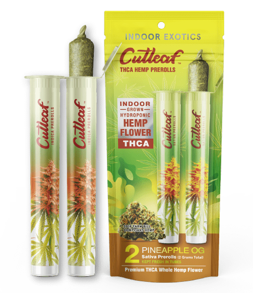 Pineapple OG THCA Hemp 2 pack Prerolls - Cutleaf